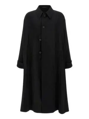 Yohji Yamamoto Button-fastening Wool Coat - Black