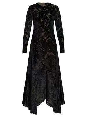 Etro Paisley-print Velvet Midi Dress - Black