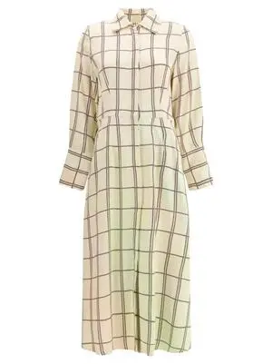 CRIDA MILANO Checked Twill Shirt Dress - Neutrals