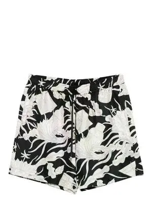 Amiri Floral Print Drawstring Shorts - Black