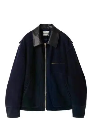 Miu Miu Leather-collared Padded Jacket - Blue