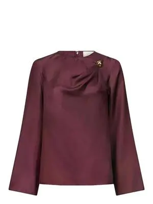 Loulou De Saison Azae Draped Brooch-detail Blouse - Red