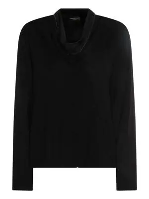 Fabiana Filippi Cowl-neck Button Top - Black
