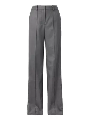 Adam Lippes Wool-blend Twill Straight-leg Pants - Gray