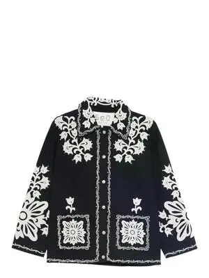 Sea Floral Embroidered Jacket - Blue