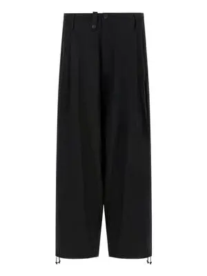 Yohji Yamamoto Pleated Drawstring Trousers - Black
