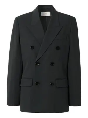 AMI Paris Oversized Double-Breasted Wool Blazer Black