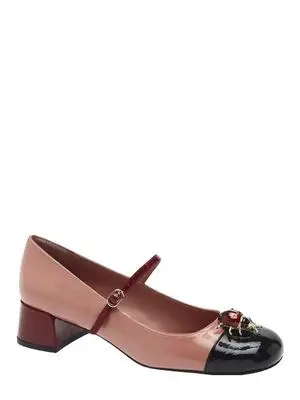 Jeffrey Campbell Jitterbug Mary Jane Pumps - Pink Red Patent Combo