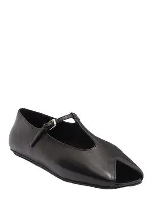 Jeffrey Campbell T-strap Peep Toe Flats - Black