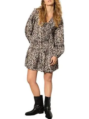 NEXT Long Sleeve Leopard Print Mini Dress - Multi