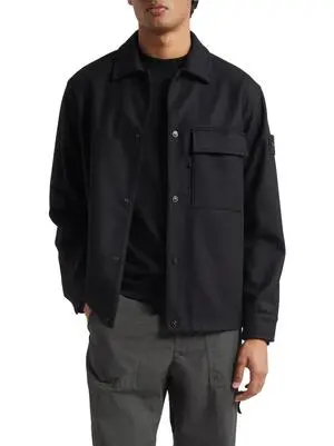 Stone Island Ghost Virgin Wool Blend Overshirt - V0029 Black