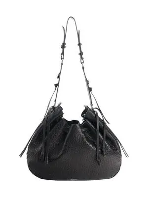 Isabel Marant Bolton Bubble Pebbled Lambskin Leather Hobo Bag - Black/silver
