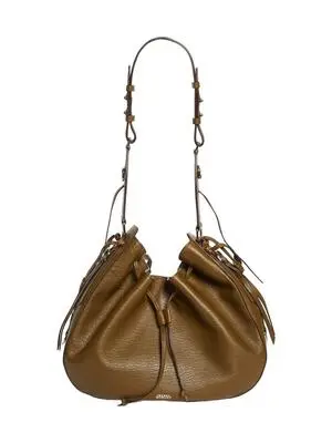 Isabel Marant Bolton Bubble Pebbled Lambskin Leather Hobo Bag - Khaki