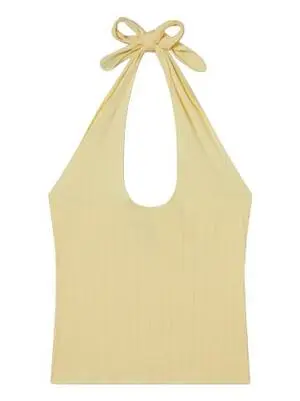 VIR VITA Pointelle Halter Top - Butter