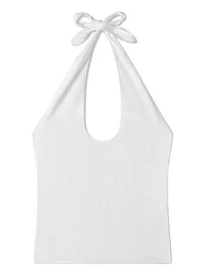 VIR VITA Pointelle Halter Top - Coconut