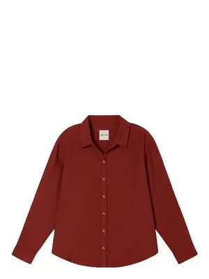 VIR VITA Cecile Oversized Linen Shirt - Sun Dried Tomato