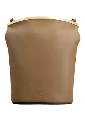 TOD'S Bucket Bag With Metallic Top - Neutrals