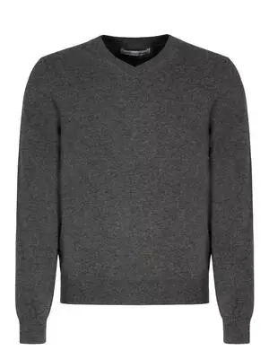 Comme Des Garçons V-neck Wool Sweater - Grey