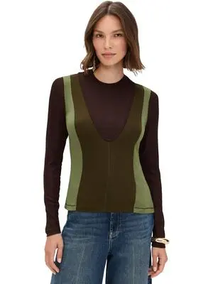 Ulla Johnson Annete Jersey Long Sleeve Top - Militaire