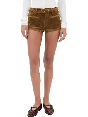 Blanknyc Faux Suede Belted Shorts - Faux Suede Brown