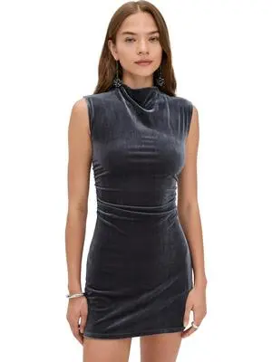 O.P.T Katia Velvet Mini Dress - Silver Velvet