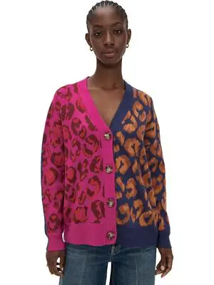 Farm Rio Mixed Ikat Leopard Cardigan Ikat Dyed Leopard Mixed