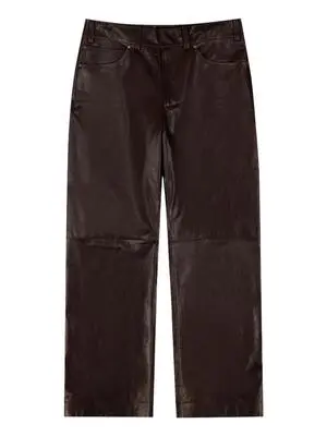 ENTIRE STUDIOS Straight Leg Leather Pants - Brown
