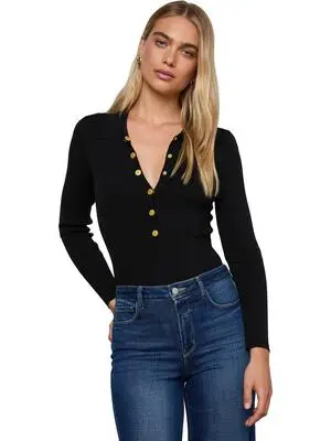 L'Agence Elisabetta Knit Bodysuit - Black/gold