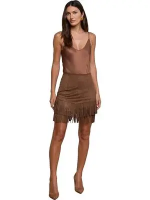 L'Agence Lyle Vegan Suede Mini Skirt - Carafe Brown