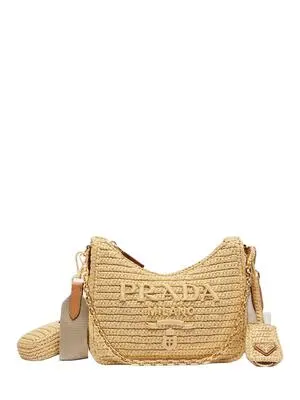 Prada Re-edition 2005 Crochet Shoulder Bag - Beige