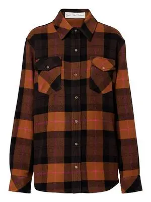 GOD'S TRUE CASHMERE Checked Cashmere Shirt - Brown