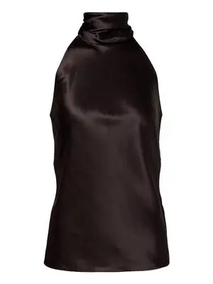 Ralph Lauren Chilton Halterneck Silk-blend Top - Brown