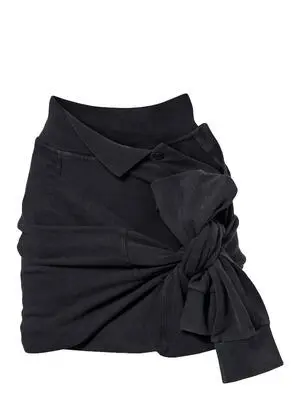 Balenciaga Trompe L'oeil Cotton Piqué Miniskirt - Black