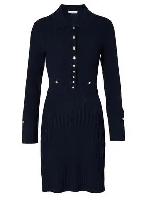Veronica Beard Lauper Ribbed-knit Mini Dress - Blue