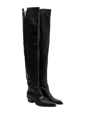 Khaite Khaite Clive 35 Leather Over-the-Knee Boots Black