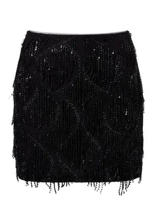 Remain Birger Christensen Vika Fringed Sequined Miniskirt - Black