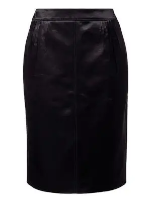 Saint Laurent Satin Pencil Skirt - Black
