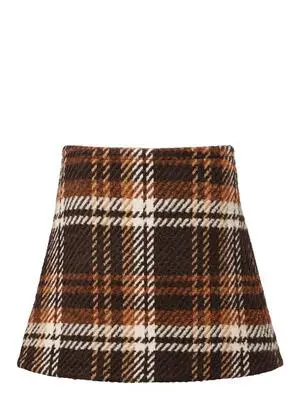 Patou Checked Wool-blend Miniskirt - Brown