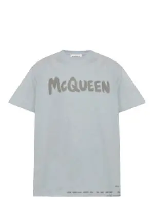Alexander McQueen Graffiti Print Logo T-shirt - Grey