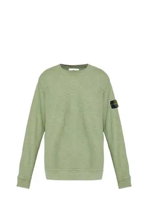 Stone Island Cotton Sweatshirt With Logo Patch - Green
