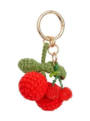 Chelsea28 Knit Cherry Bag Charm - Red Multi- Gold