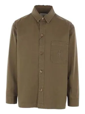 Saint Laurent Cotton And Linen Overshirt - Brown