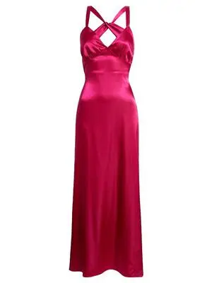 JUMP APPAREL Strappy Back Satin Charmeuse Gown - Fuchsia