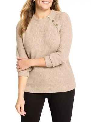 NIC+ZOE Thermal Knit Button Top - Walnut