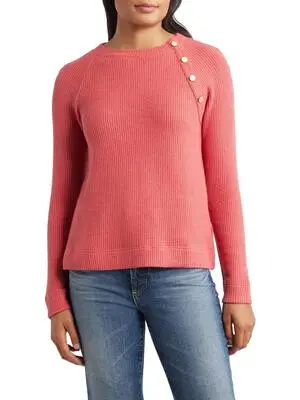 NIC+ZOE Thermal Knit Button Top - Cinnabar