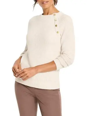 NIC+ZOE Thermal Knit Button Top - Sugar Cookie