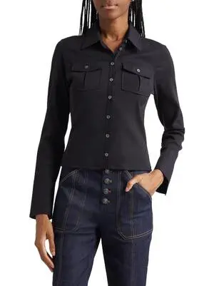 Cinq À Sept Lyric Button-up Knit Shirt - Black/black