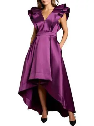 Coast Frill Sleeve V-neck Midi Dress - Purple