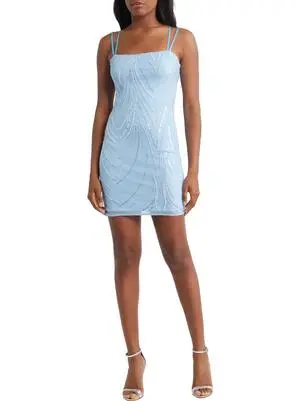 JUMP APPAREL Sequin Mini Cocktail Dress - Light Blue