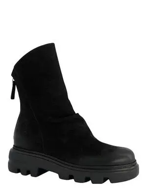 Paul Green Crosby Lug Sole Bootie - Black Grained Nubuck